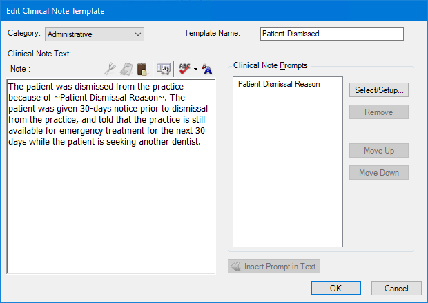 dental notes templates