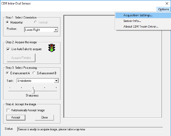 Setting up Schick intraoral X-ray sensors