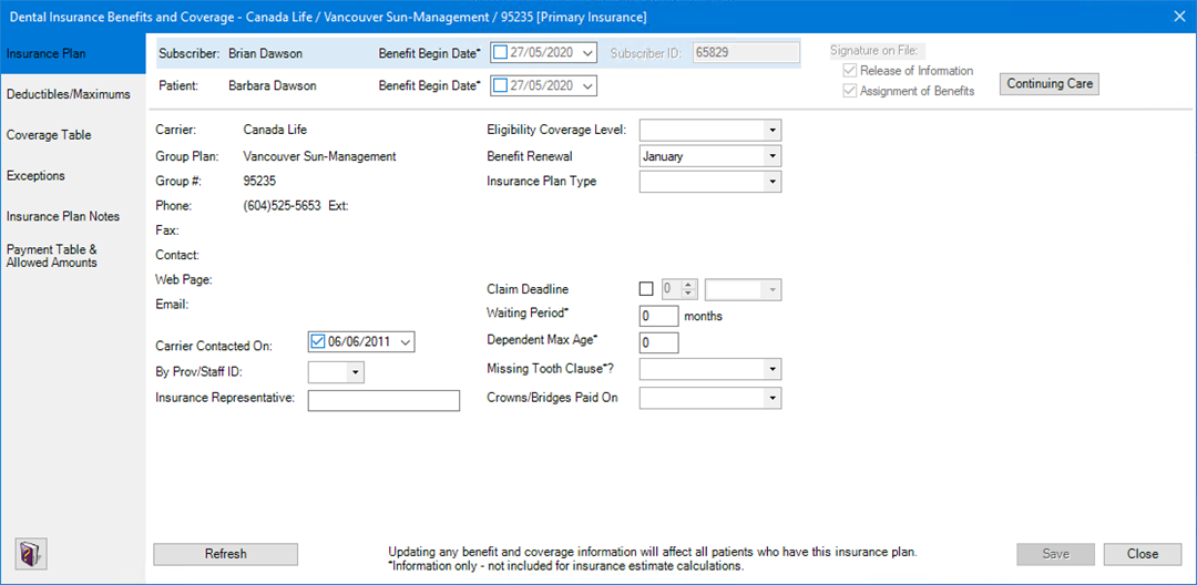 Editing plan benefits and coverages