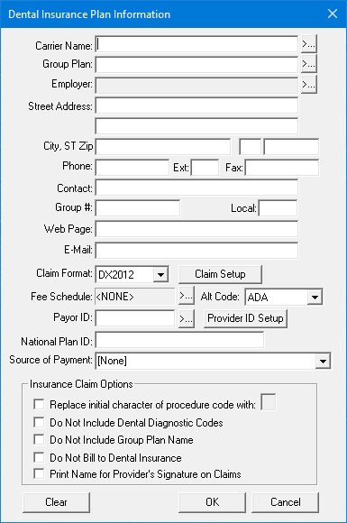 Entering a new insurance plan