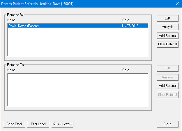 Editing referred by patient information