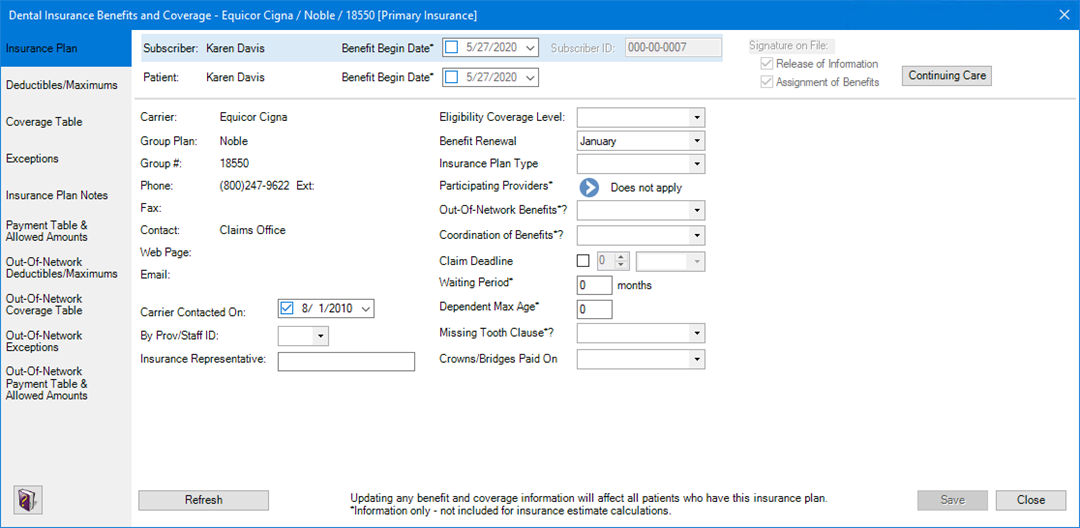 Creating coverage tables