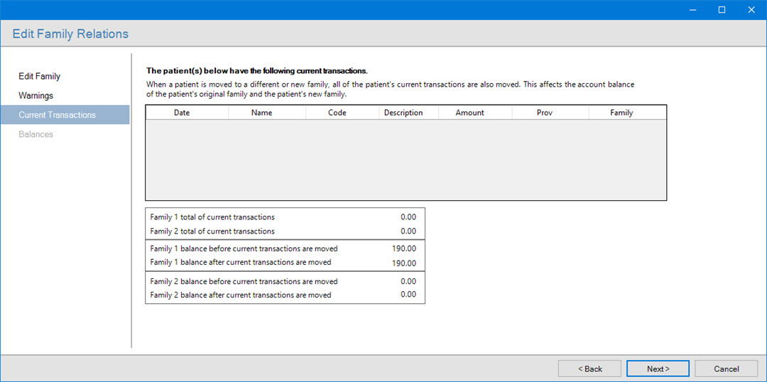 Editing family relationships