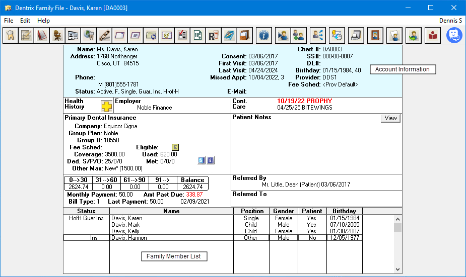 The Family File window