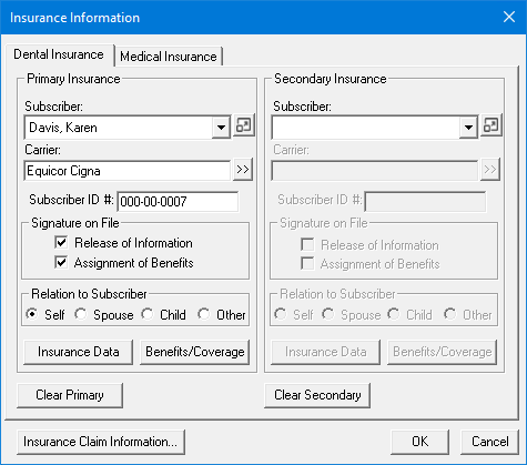 Assigning secondary insurance to subscribers with dual coverage