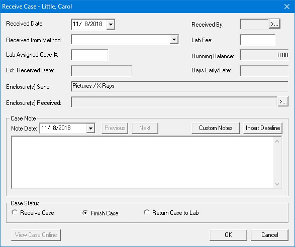 Finishing a lab case