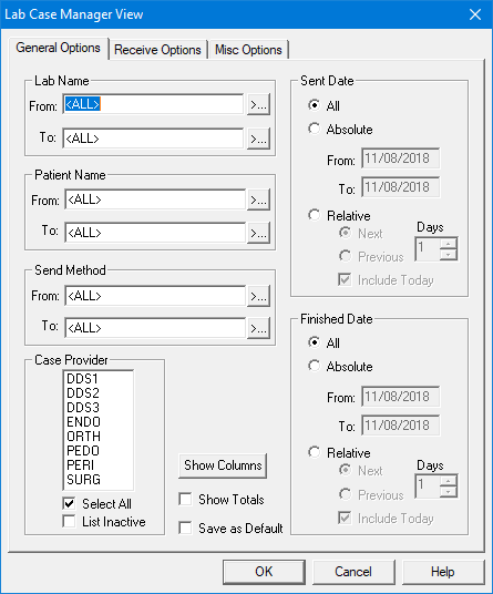 Setting the General Options view