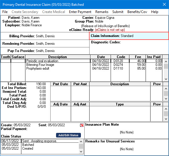 Changing claim information