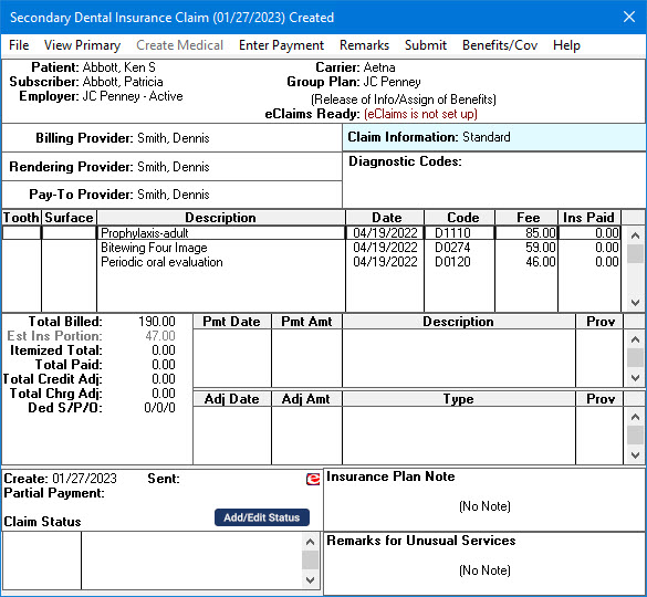 Creating secondary claims