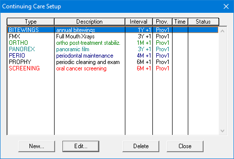 Adding continuing care types