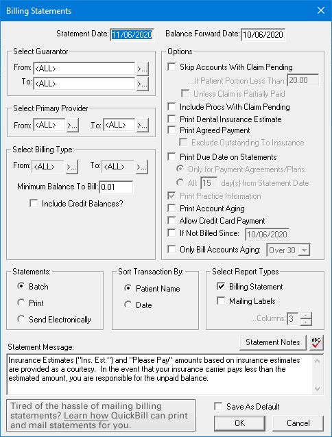 Generating billing statements