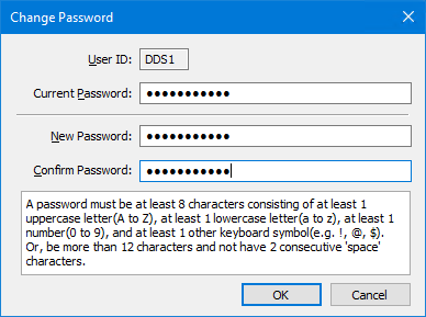 Changing passwords with the username menu