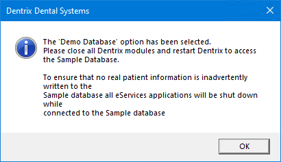 Switching to the demo or sample database