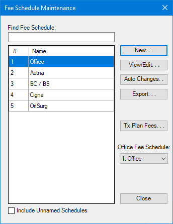 Importing fee schedules