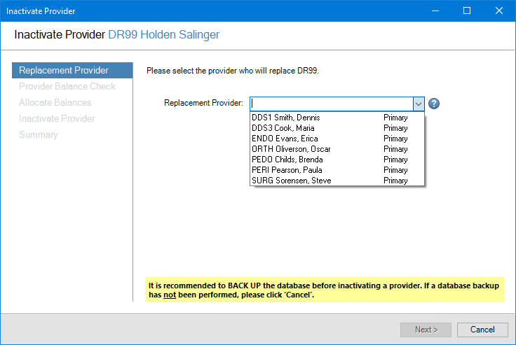 Inactivating a provider