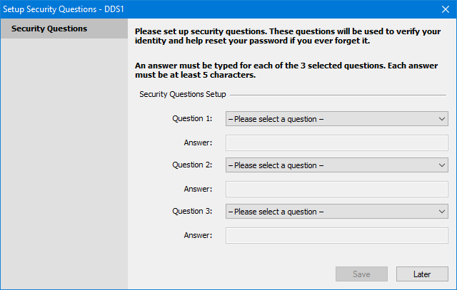 Changing passwords with the username menu