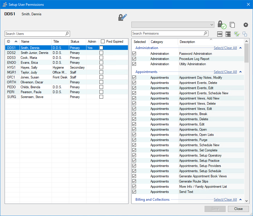 Assigning user rights