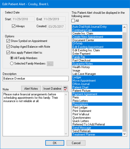 Editing a patient alert