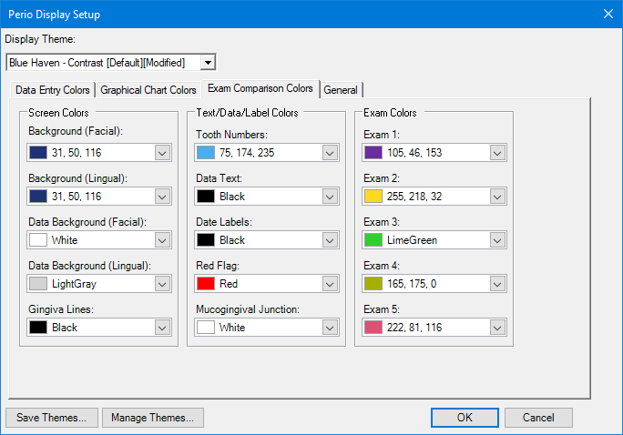 Changing the Exam Comparison color scheme
