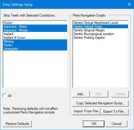 Adding perio navigation scripts
