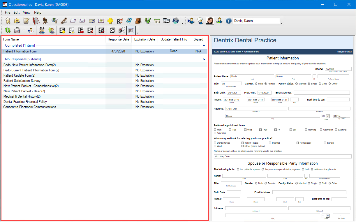 Questionnaires - The Questionnaires List overview