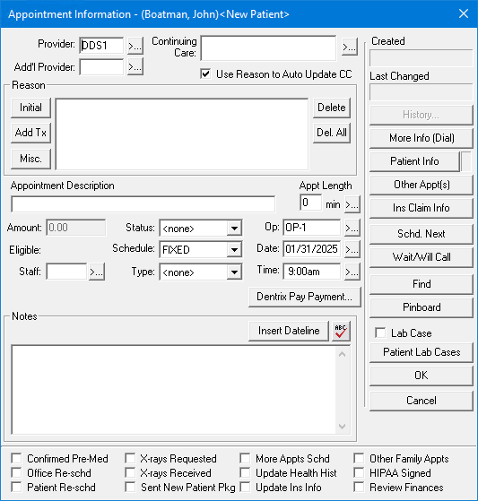 Scheduling new patient appointments