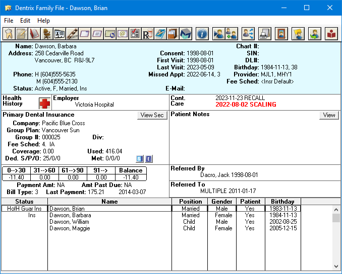 Dentrix Canada Help