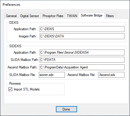 Setting up the DEXIS software bridge