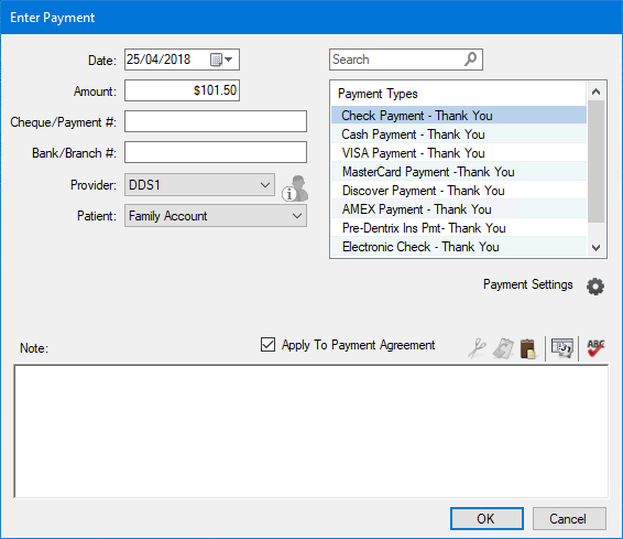 Ledger - Entering payments in Payment Agreement Manager