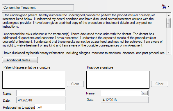 Signing consent forms