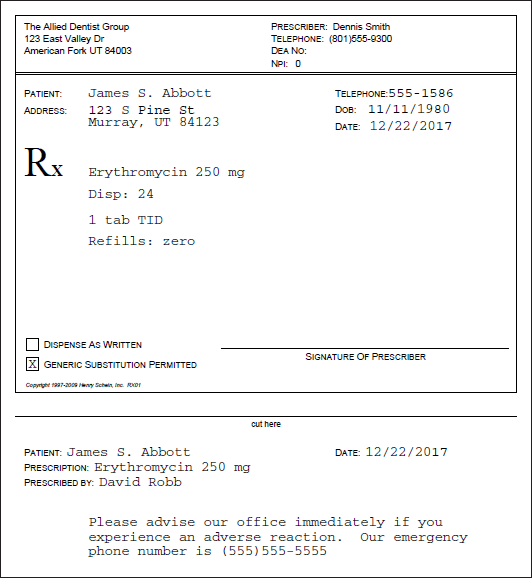 Prescription printout