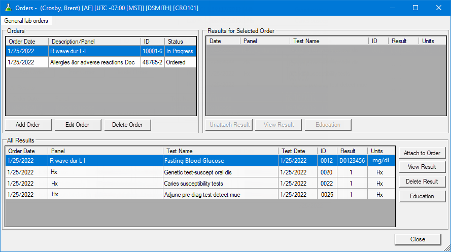 Attaching lab test results