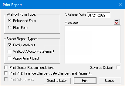 Setting up default walkout options