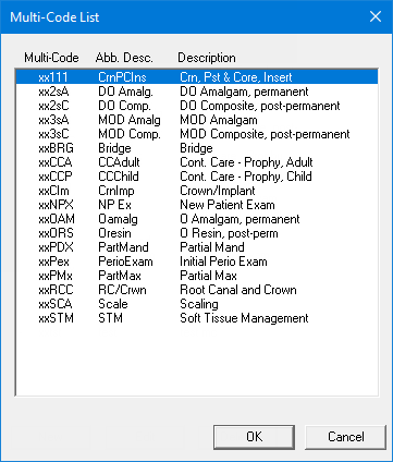 Multi-Code List