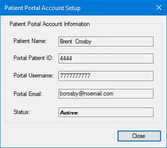 Viewing information for a patient's portal account