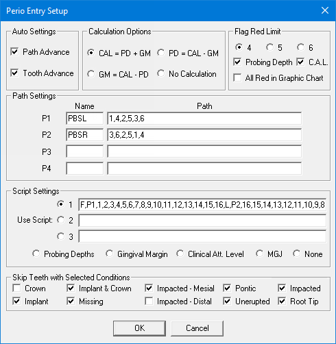 Customizing perio entry settings