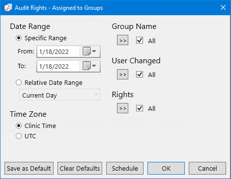 Audit Rights - Assigned to Groups Report