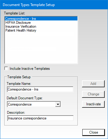 Setting up document type templates