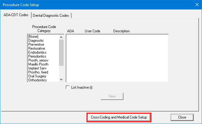 Cross-Coding and Medical Code Setup