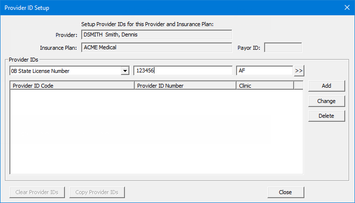 Setting up provider IDs for medical insurance plans