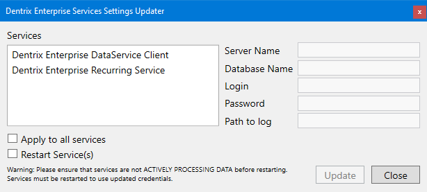 Updating service settings