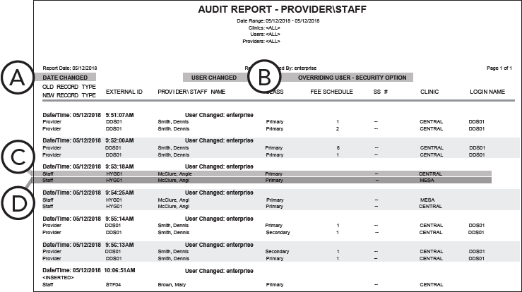 Audit - Providers and Staff Report