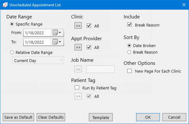 Unscheduled Appointment List