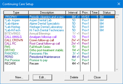 Adding continuing care types