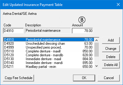 Updated Dental Insurance Payment Table Report